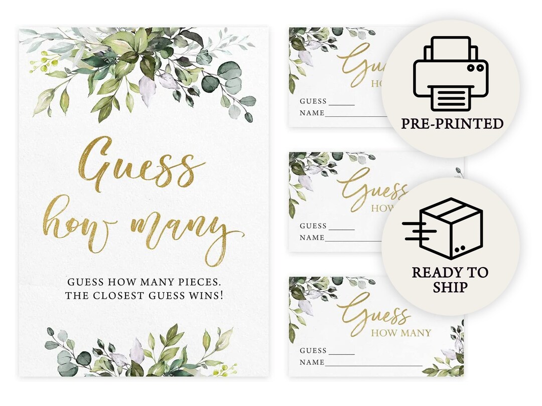 Guess How Many Candy Jar Guessing Game, Printed Set of 50 Cards and ...