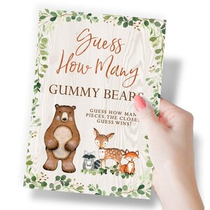 Printed Gummy Bear Candy Guessing Game, 50 Cards and Matching Sign ...