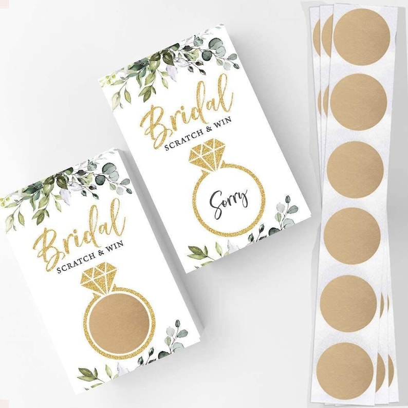 Bridal Shower Scratch off Game - Printed Raffle Cards for Prizes, Set ...