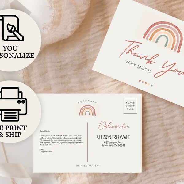 Rainbow Thank You - Etsy