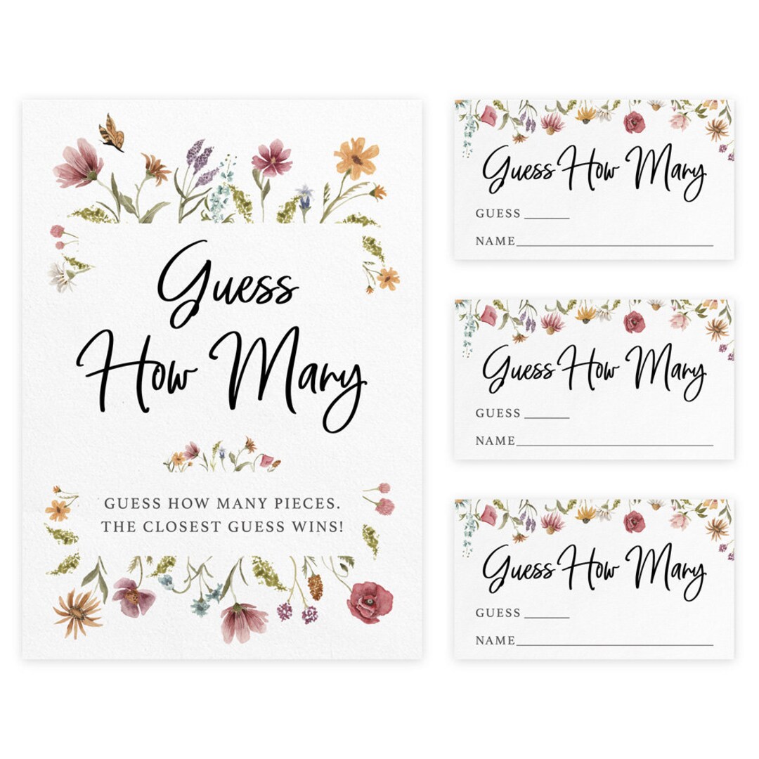 Guess How Many - Candy Jar Guessing Game, Printed Set of 50 Cards and ...