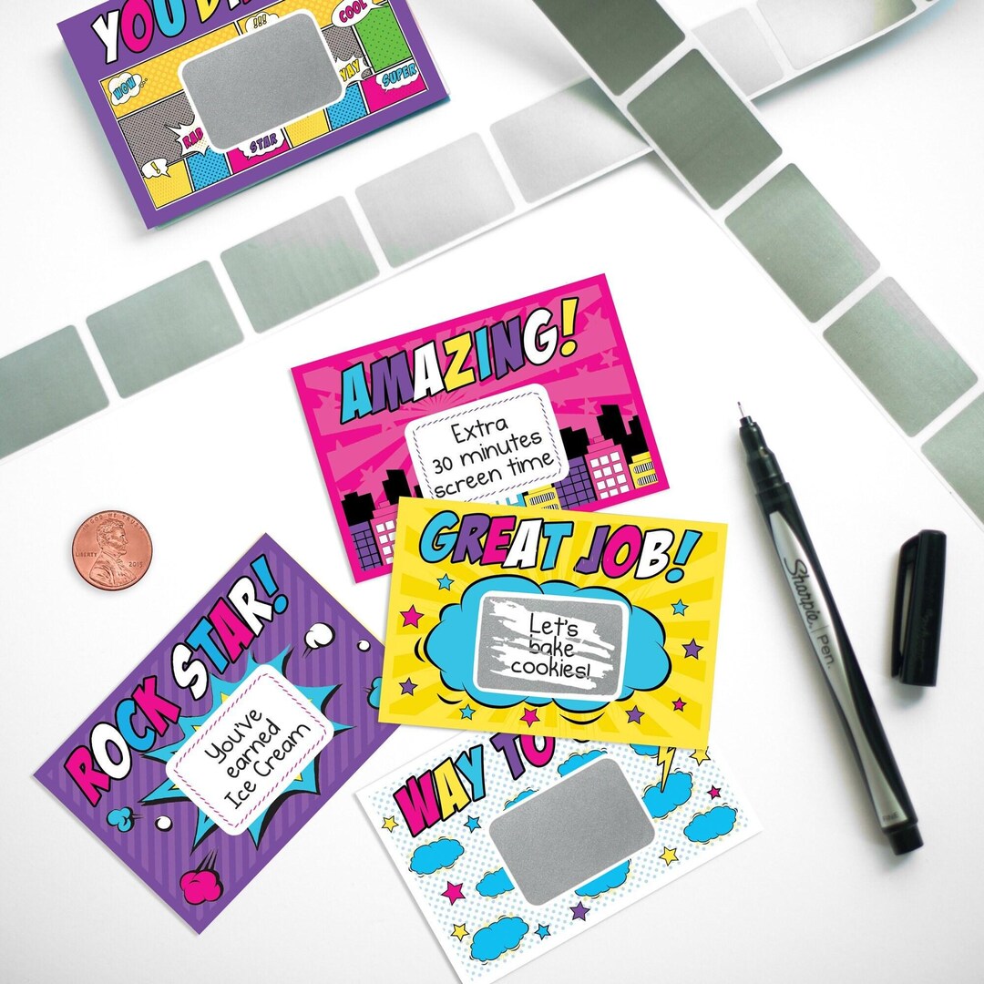 Kids Reward Tickets for Parents - Printed Scratch off Surprise, 30 ...