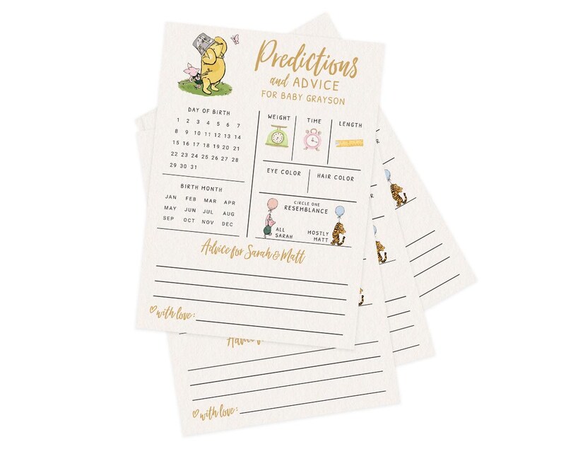 Digital Winnie Predictions and Advice Baby Shower Game | Baby Shower ...
