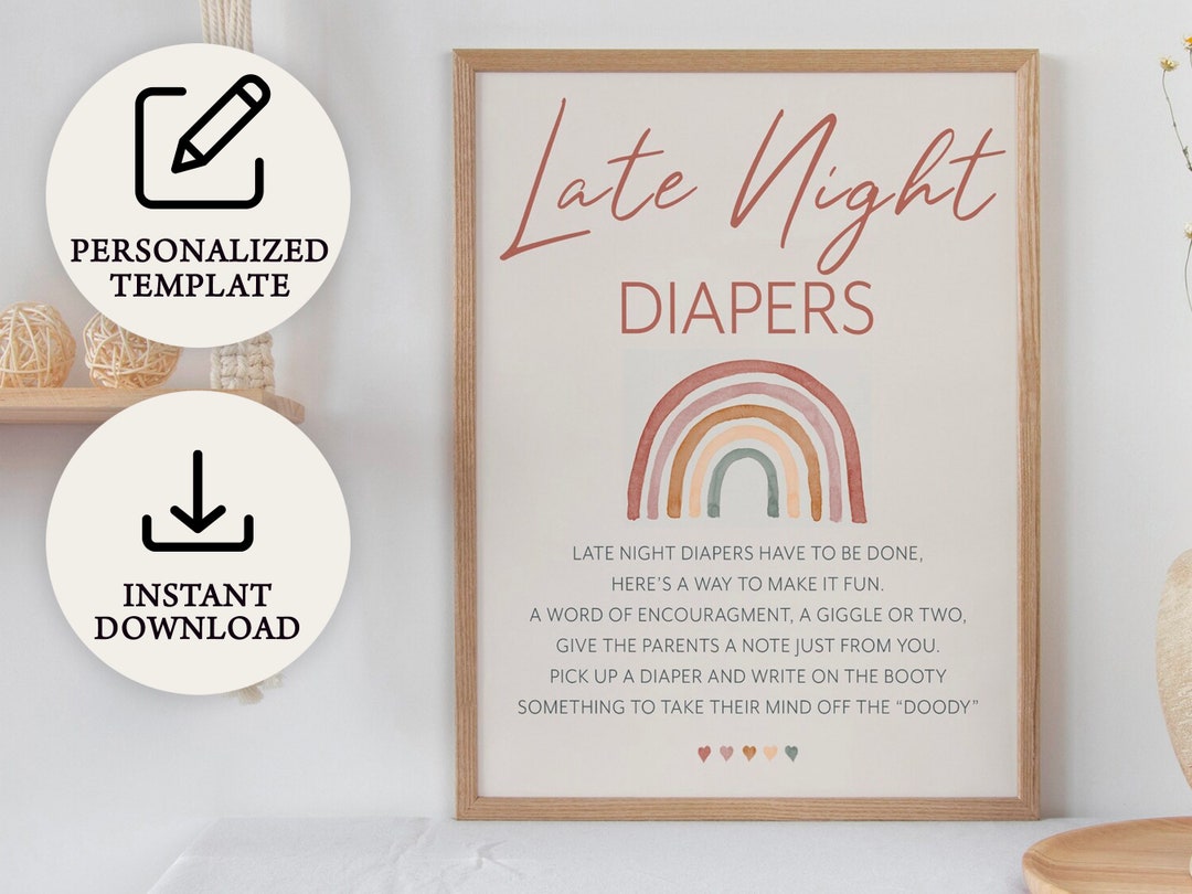 Digital Boho Baby Shower Diaper Notes Sign Instant Download PRP-612 - Etsy