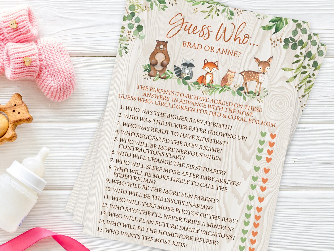 Digital Woodland Baby Shower Guess Who Game Fall Shower Game - Etsy