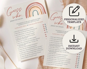 Digital Boho Rainbow Candy Counting Game Baby Shower Party Activity ...