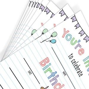 Printed Notebook Birthday Invitations 25 Invitations and - Etsy