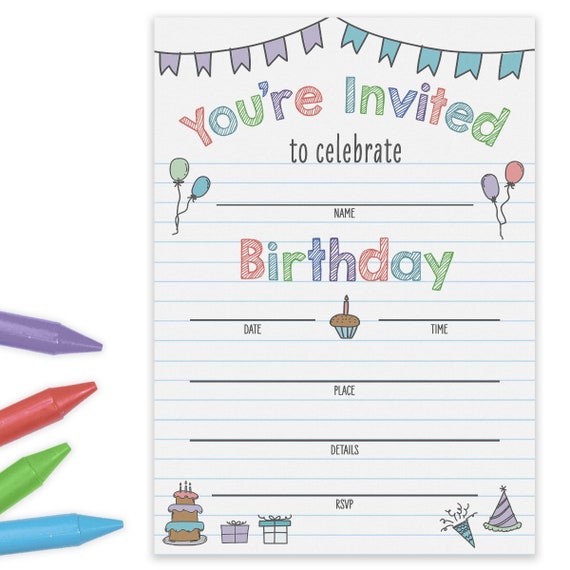 Printed Notebook Birthday Invitations 25 Invitations and - Etsy