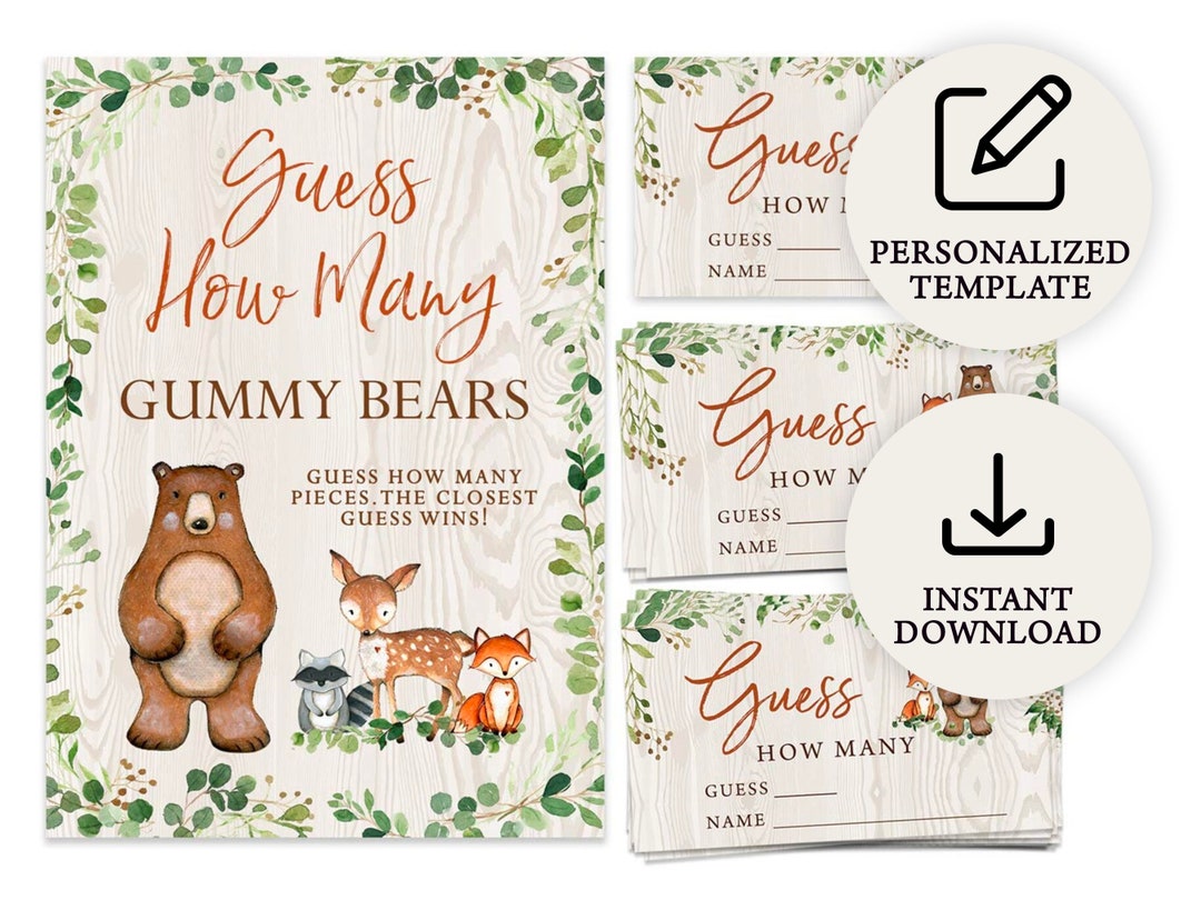 Digital Gummy Bear Candy Guessing Game Woodland Forest Animals Theme ...
