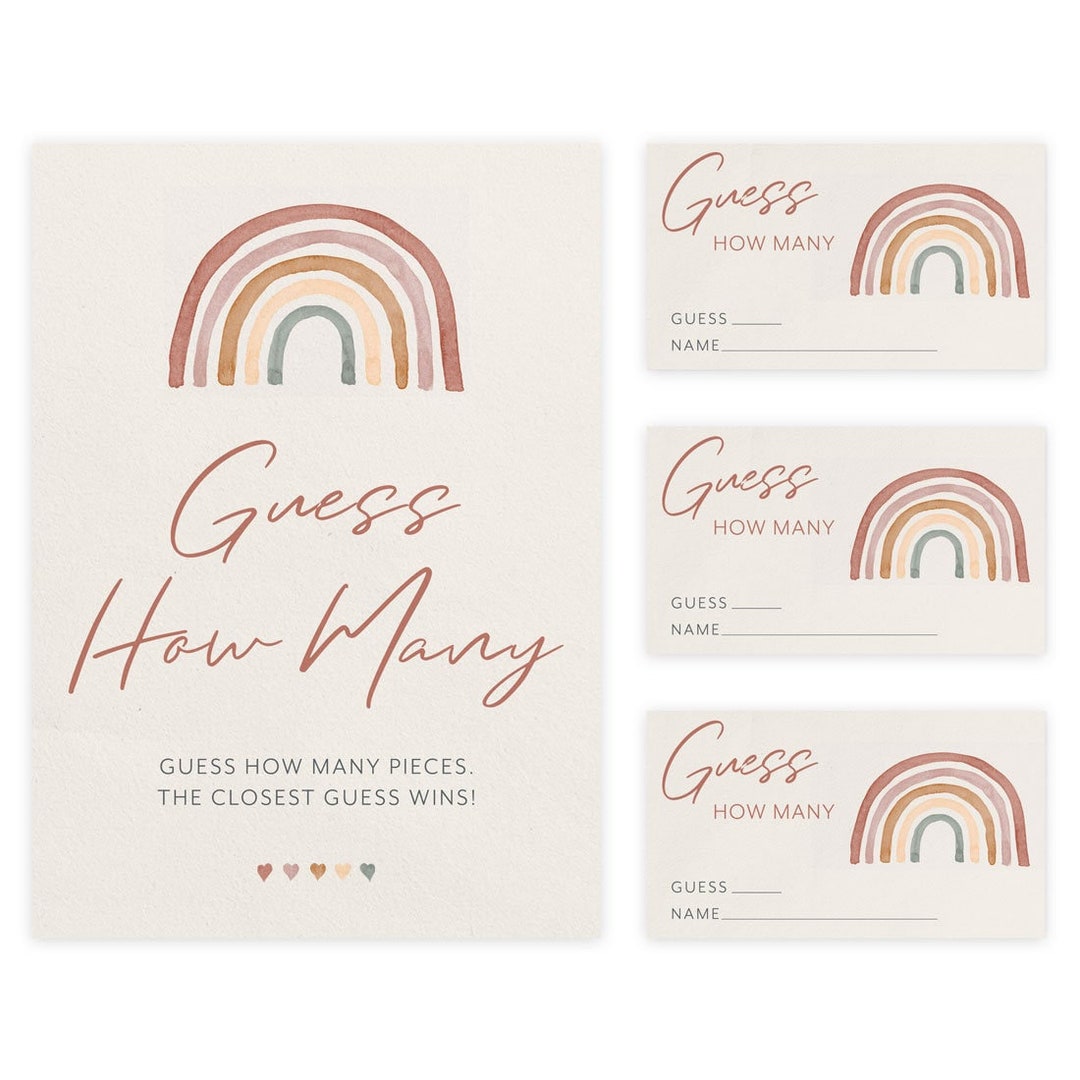 Digital Boho Rainbow Candy Counting Game | Baby Shower Party Activity ...
