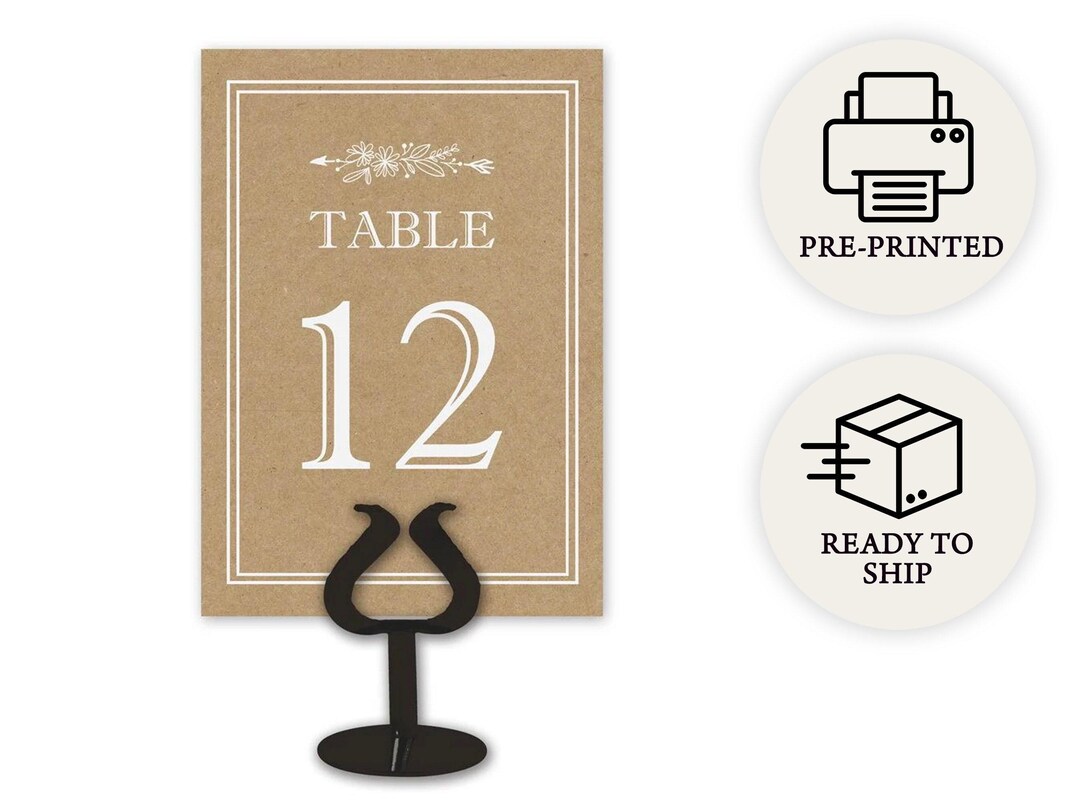 Table Card Numbers 1-25 for Receptions, Parties, and Events, Printed ...