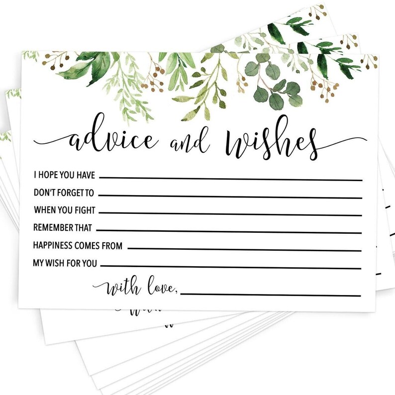 Advice for the Bride and Groom, Bridal Shower Game, 50 Printed Cards ...