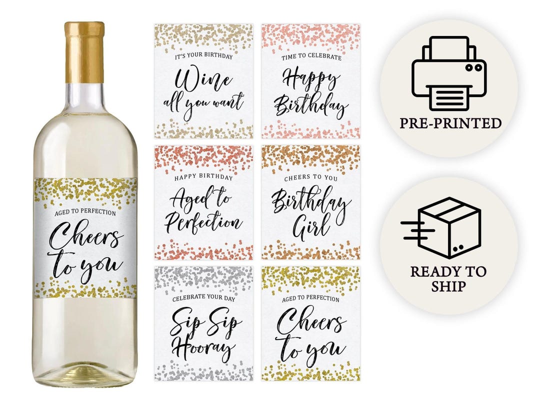 Adult Birthday Party Decoration - Waterproof Wine Bottle Labels ...