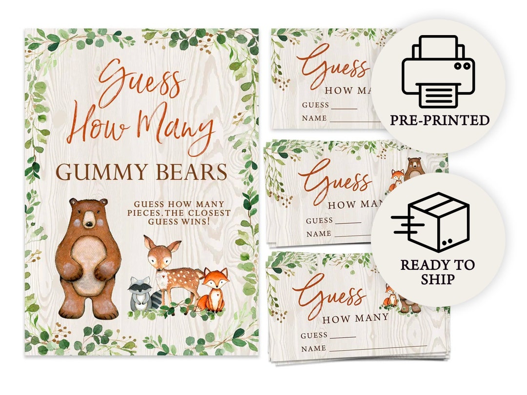 Printed Gummy Bear Candy Guessing Game 50 Cards and Matching - Etsy