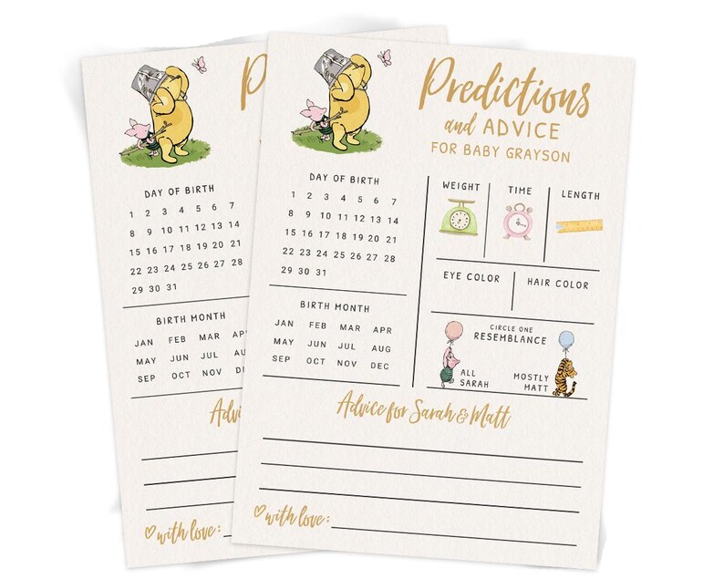 Digital Winnie Predictions and Advice Baby Shower Game | Baby Shower ...