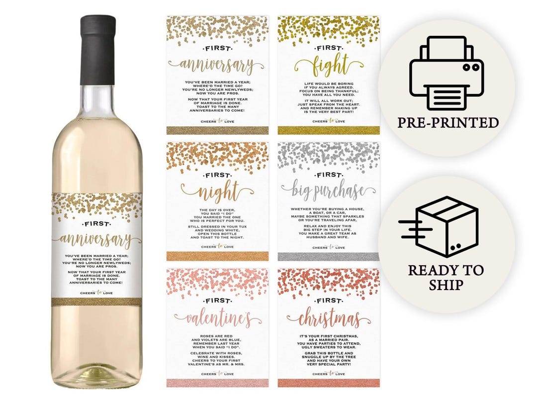 Marriage Milestones Wedding Gift - Waterproof Wine Bottle Labels for ...