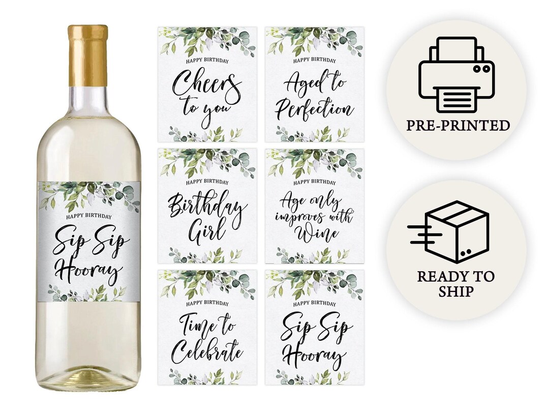 Adult Birthday Party Decoration - Waterproof Wine Bottle Labels ...