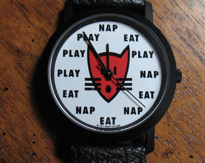 Vintage 1980s Digital Cat Watch Says Nap, Eat, Play - Etsy