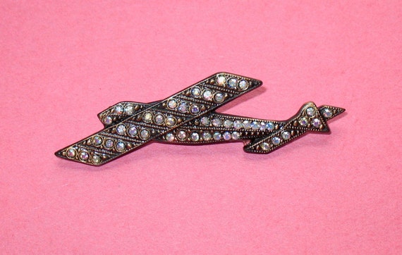 Small Airplane Pin, Rhinestone Airplane Pin, Airplane… - Gem