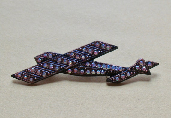 Small Airplane Pin, Rhinestone Airplane Pin, Airplane… - Gem
