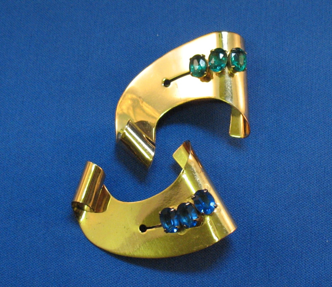 1940s Sterling Fur Clips, 50s Fur Clips, Signed Coro Gold Wash Clips ...