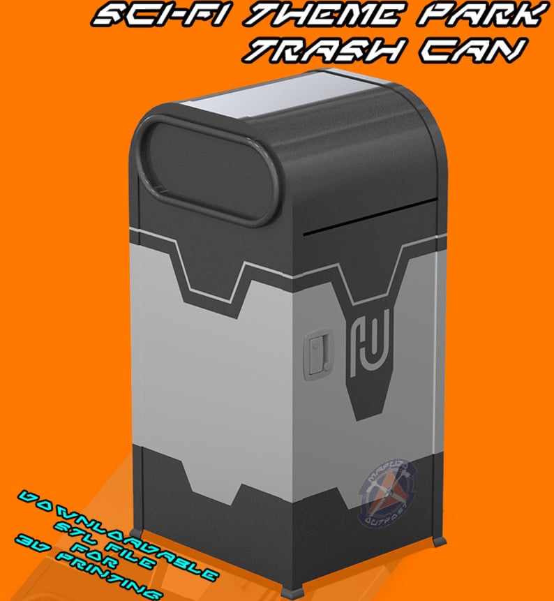 Sci-fi Theme Park Outpost Trash Can - Digital STL Downloadable File for 3D Printing - Etsy