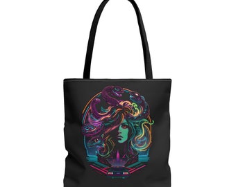 Medusa Tote Bag, Natural or Black, Greek Mythology, Snakes, Goddess ...