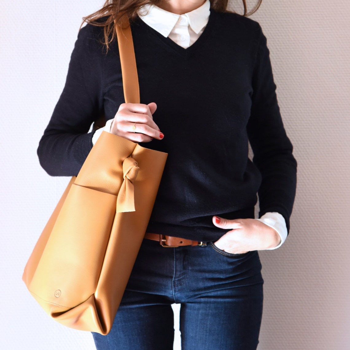 Leather Handbag for Woman in Camel Colors - Etsy