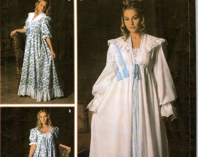 VICTORIAN NIGHTGOWN, ROBE Sewing Pattern, Size 6 8 10 12 14 16 Teresa ...