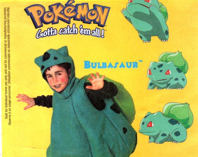 Vintage Mccalls POKEMON BULBASAUR Costume Craft Sewing Pattern for Kids ...