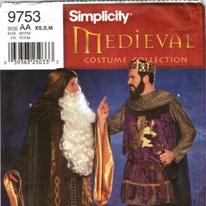 Medieval Times, Wizard, Merlin or King Costume Sewing Pattern, Men ...