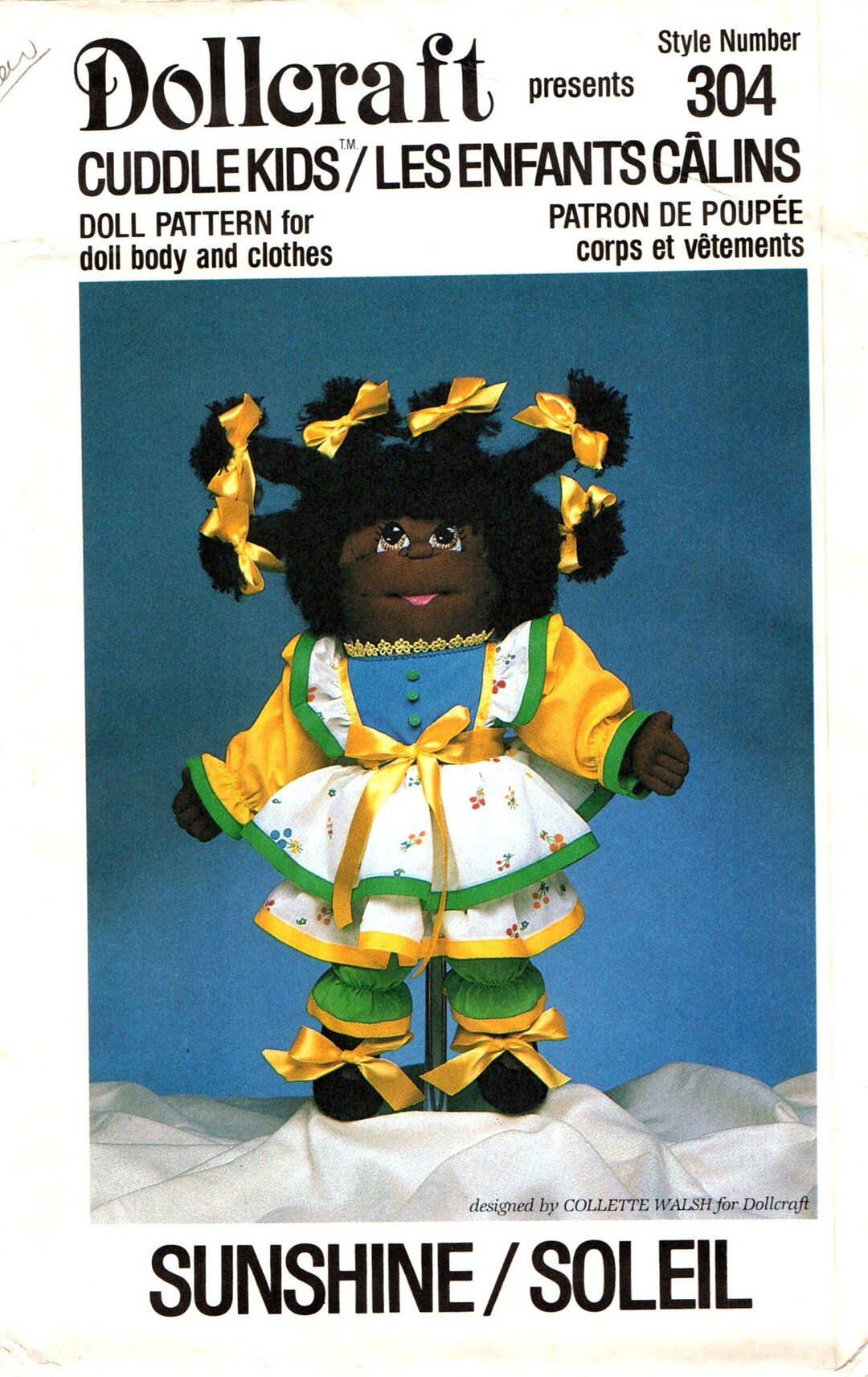 Craft Sewing Pattern Cuddle Kids African American Doll and Clothes ...