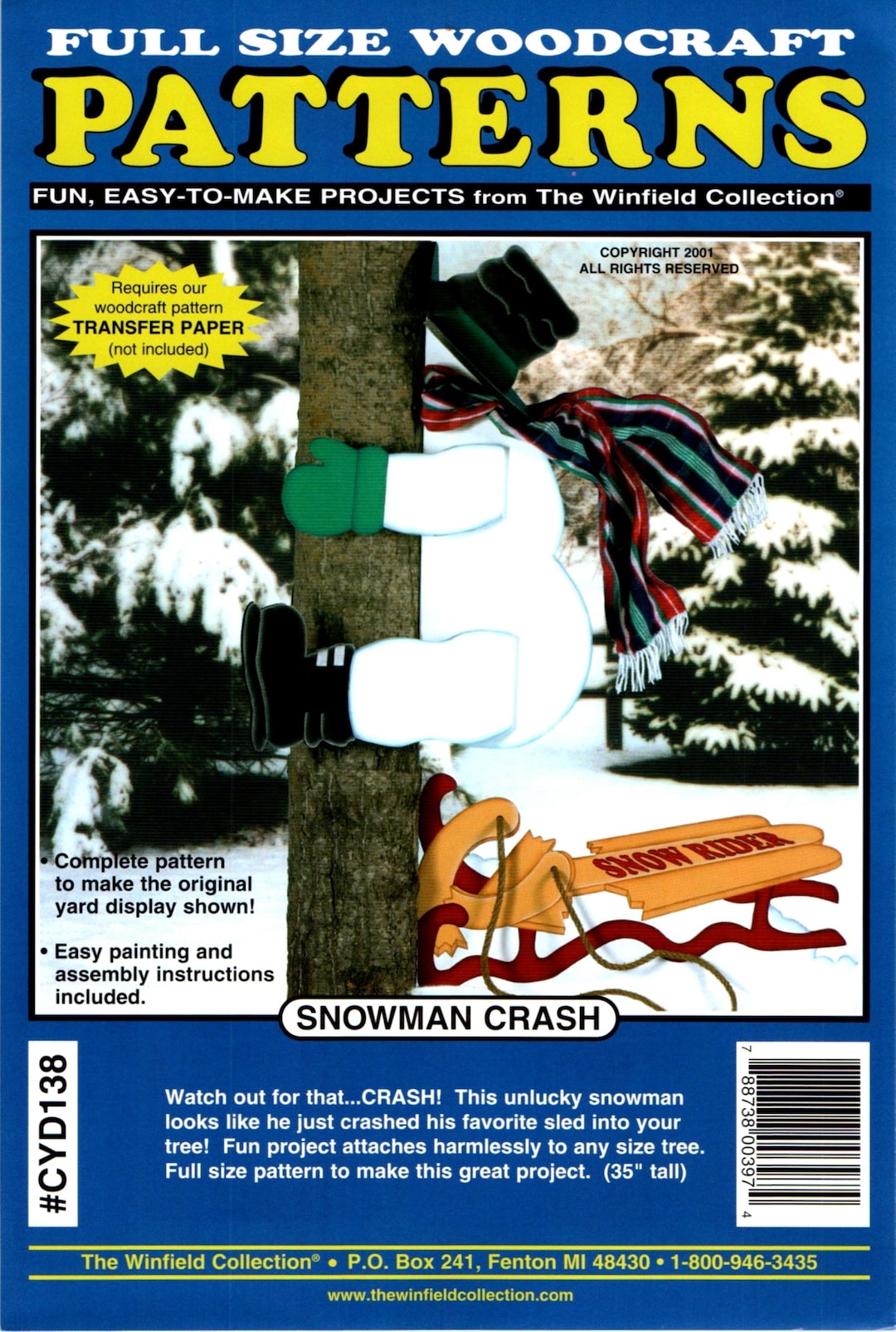 SNOWMAN CRASH Pattern and Instructions, Full-size Woodcraft Pattern ...