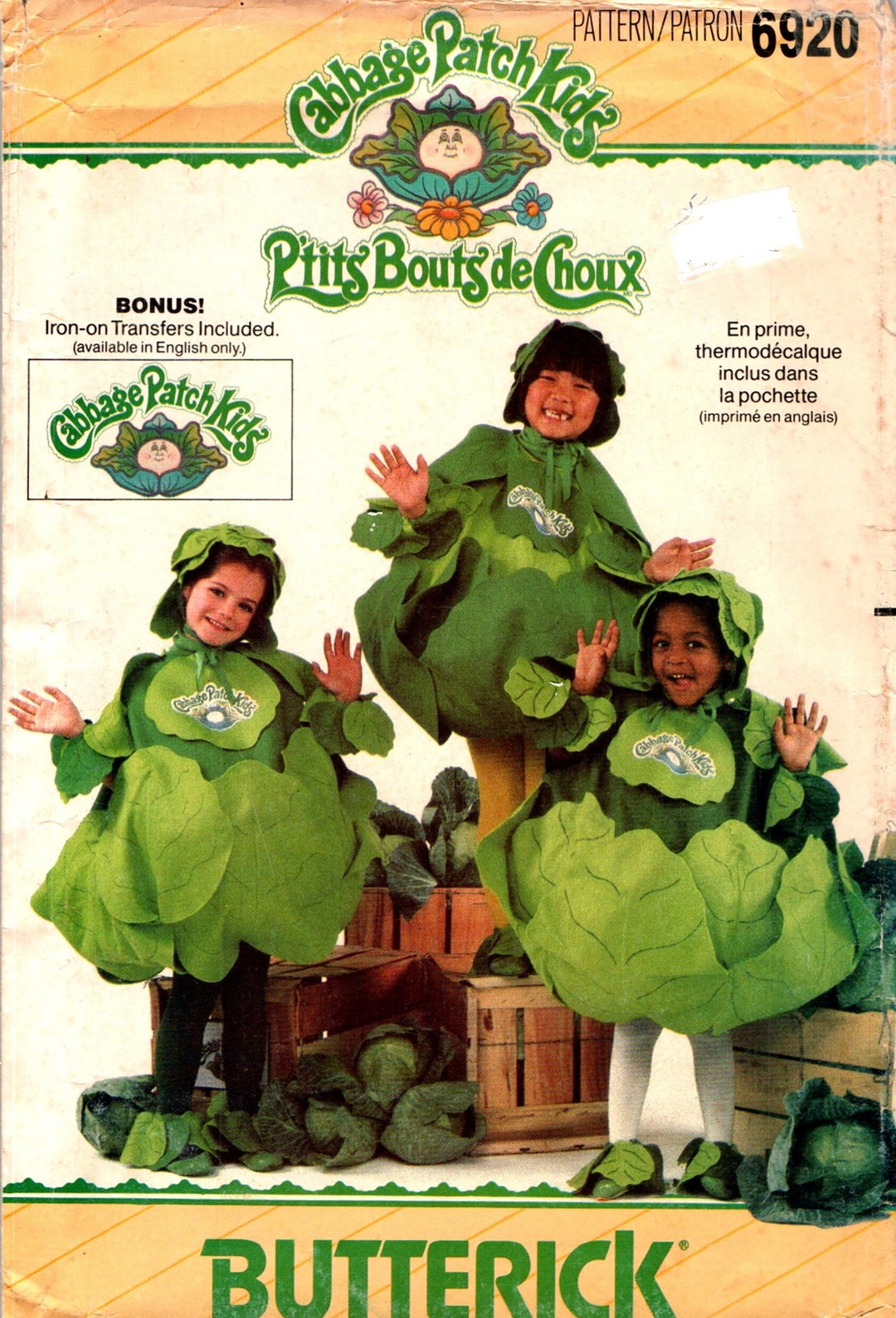 Vintage CABBAGE PATCH KIDS Costume Sewing Craft Pattern for Children ...