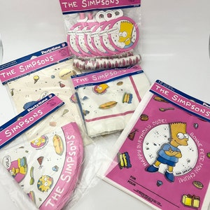 THE SIMPSONS Birthday Party Favors 1990 Large Lot Party for 6, Hats ...