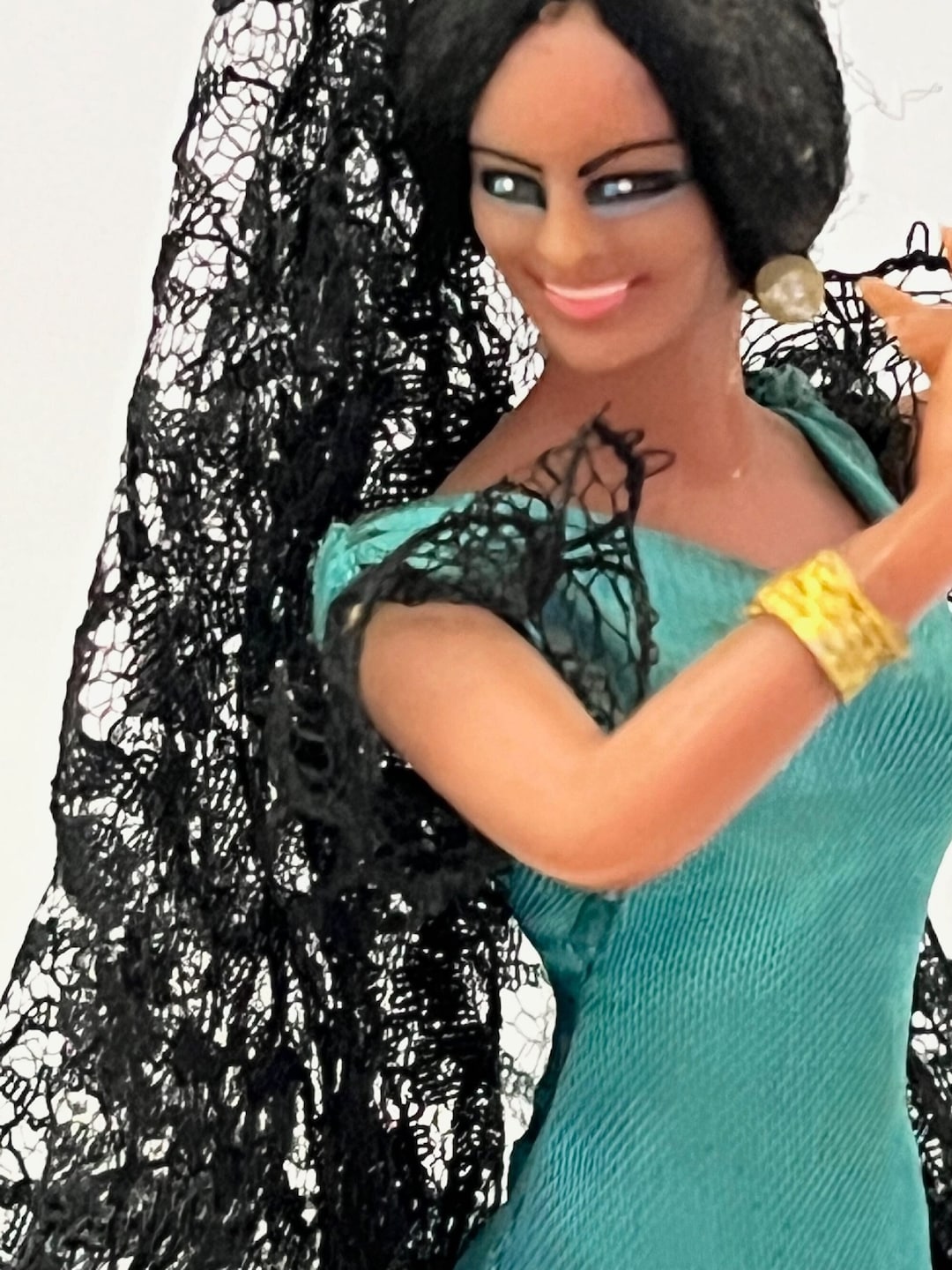 FLAMENCO SPANISH DOLL, Miniature Flamenco Dancer in Beautiful Blue Lace ...