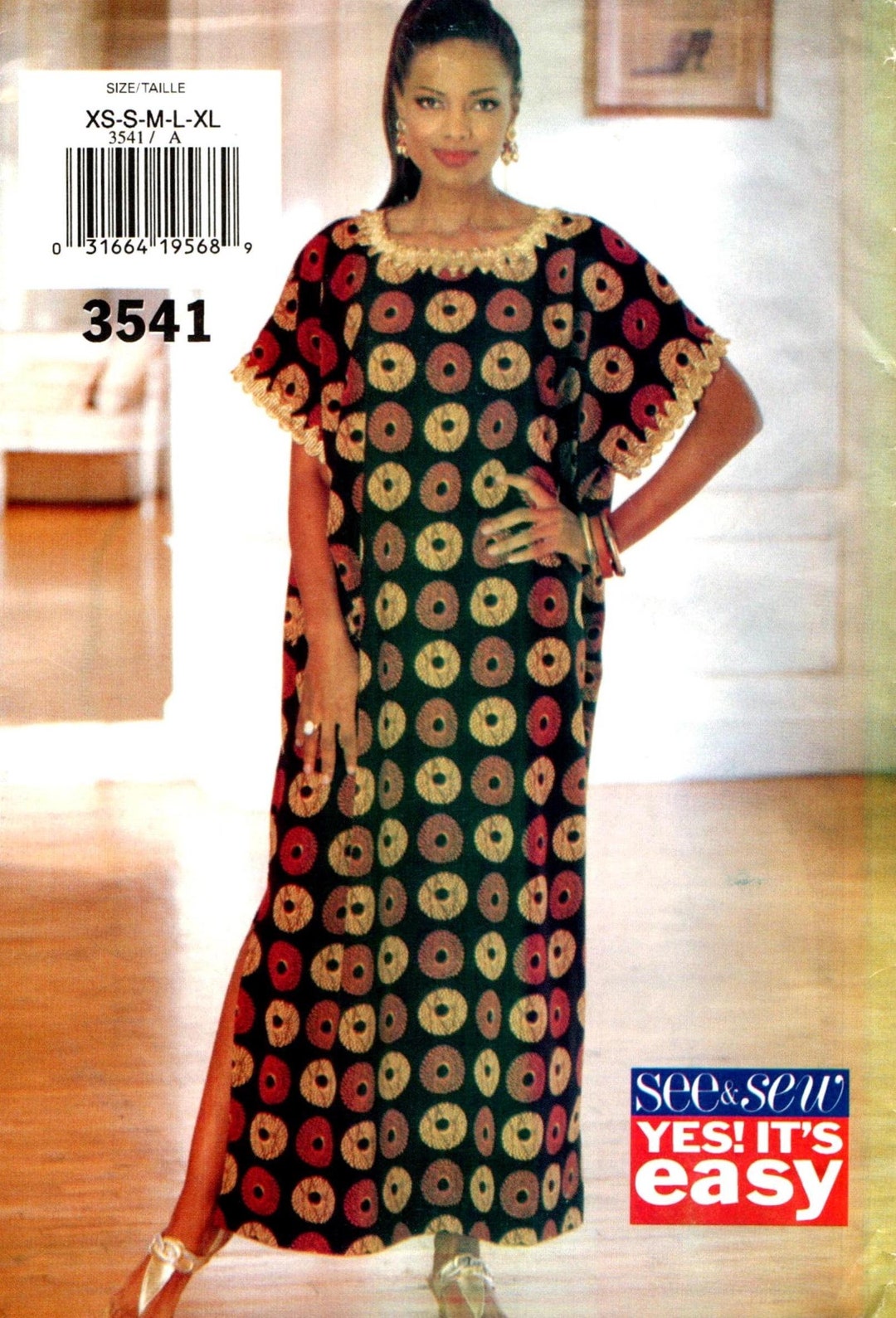 Caftan / Kaftan Sewing Pattern for Women, Misses Size 6 8 10 12 14 16 ...