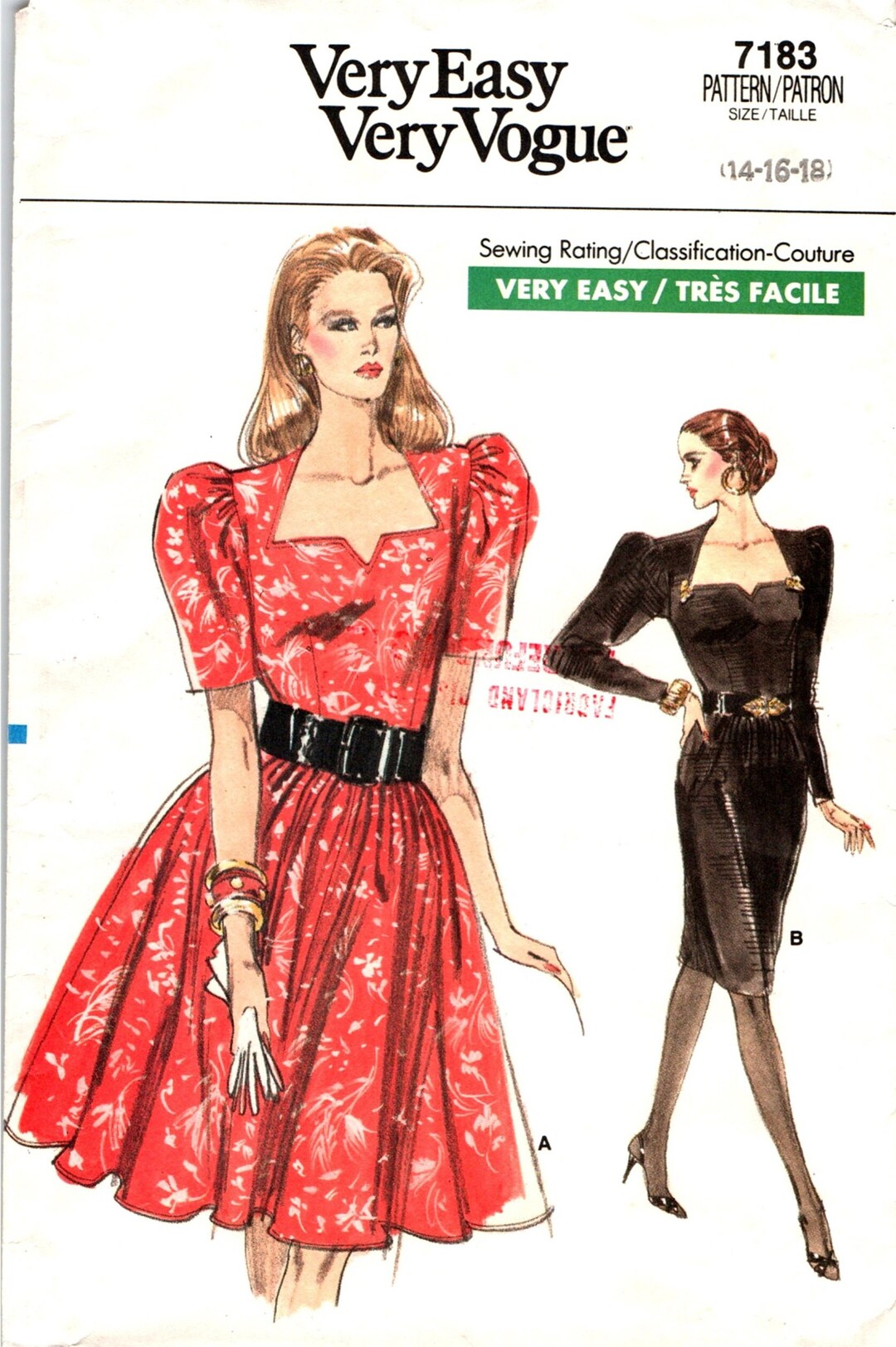 Queen Anne Neckline Petite Dress Sewing Pattern, Misses Size 14 16 18 ...