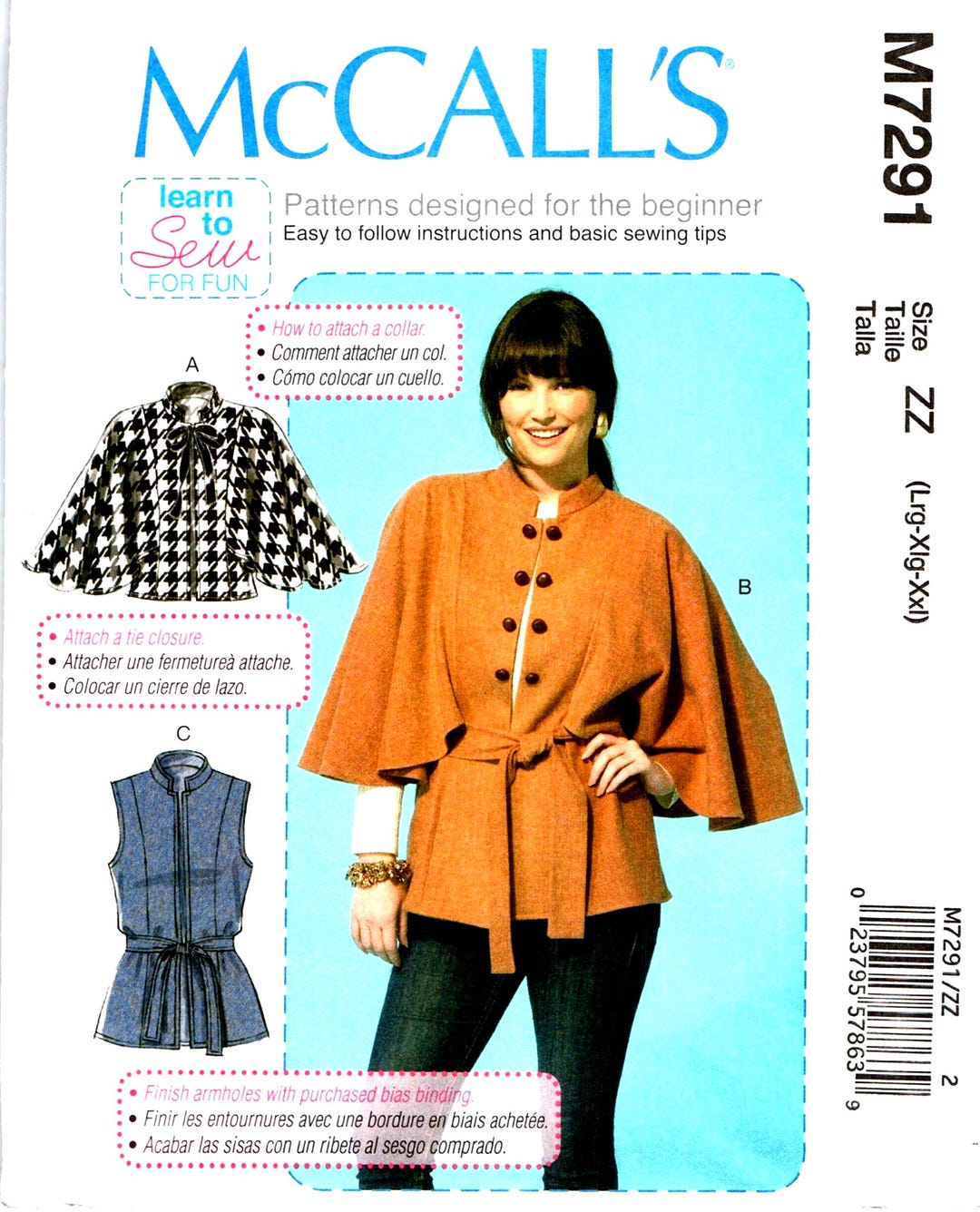 Sewing Patterns, Capelets Vest Belt (plus Size 16-26) Easy to Follow ...
