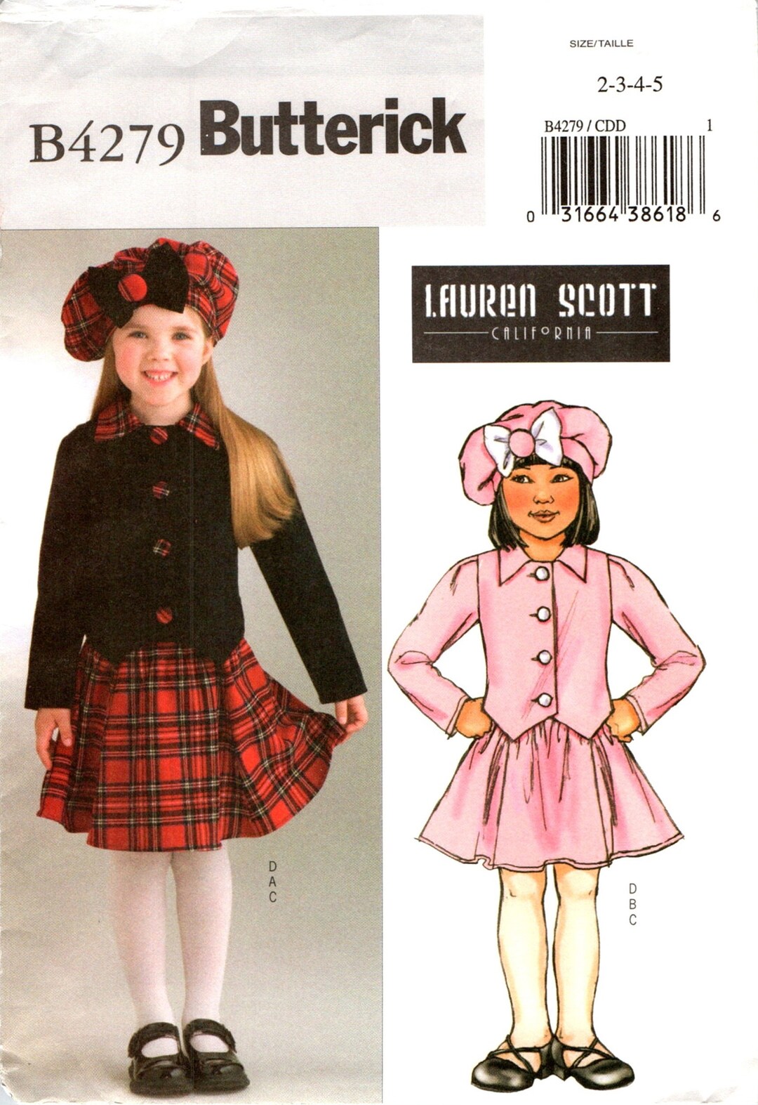 Easy Jacket, Skirt and Hat, Tam Sewing Pattern for Children, Girls Size ...