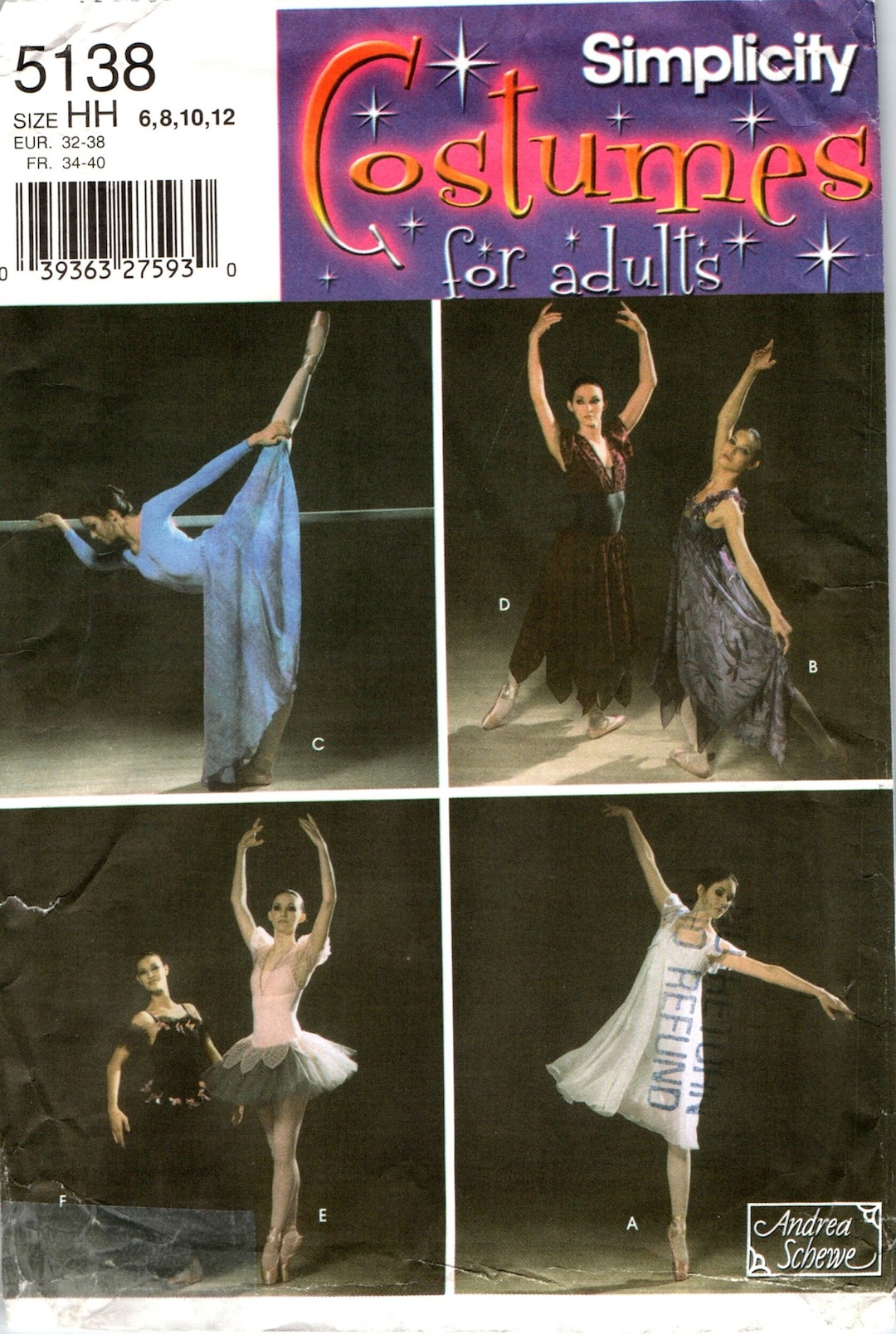 Adult Ballet Dance Costume Sewing Pattern, Misses Size 6 8 10 12 ...