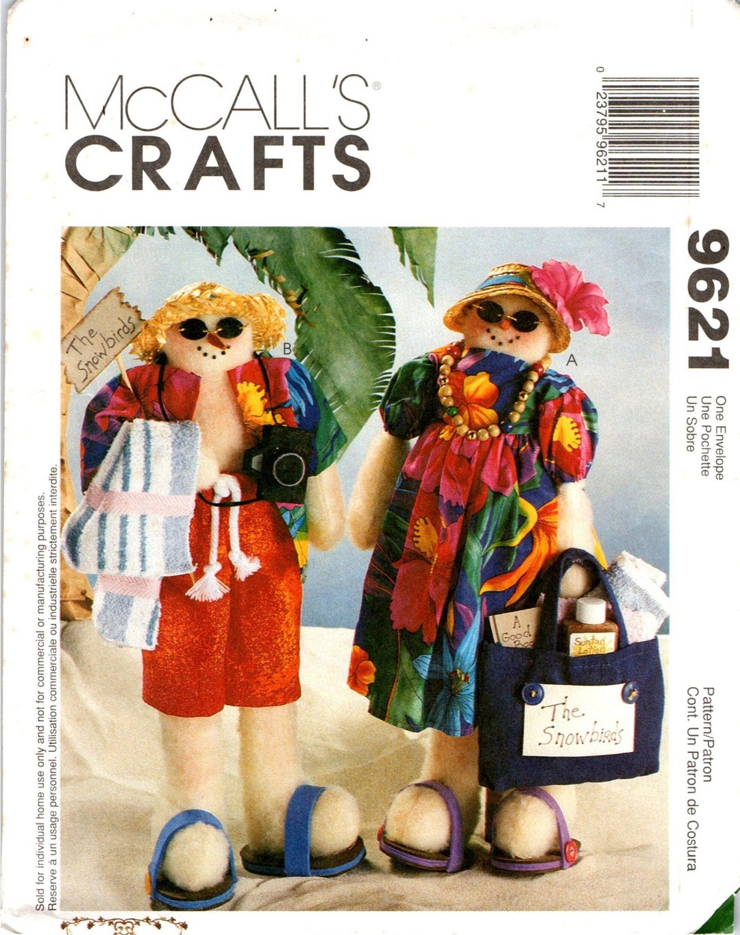 Senior SNOWBIRDS CRAFT SEWING Pattern, Man Woman, 17 Inches Tall, With ...
