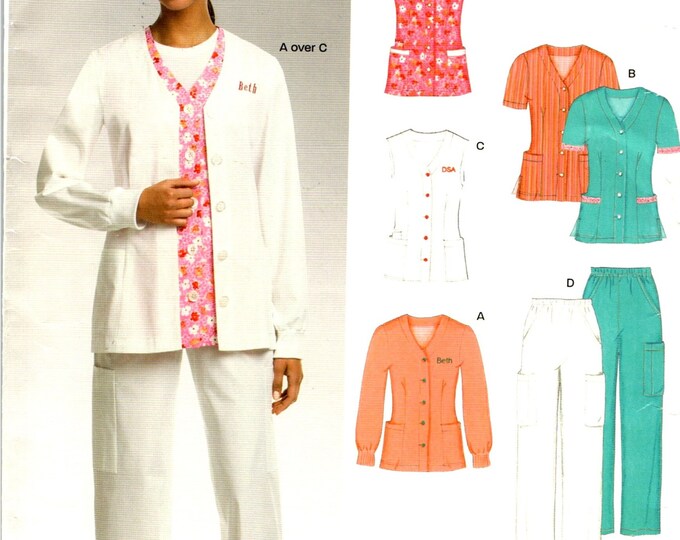 SCRUB SETS Professional Uniform Patterns, Women Misses Size 10 12 14 16 ...