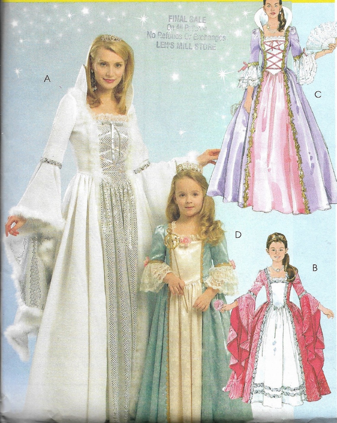 CHILDRENS PRINCESS COSTUME Sewing Pattern Kids Sizes 3 4 5 6 - Etsy