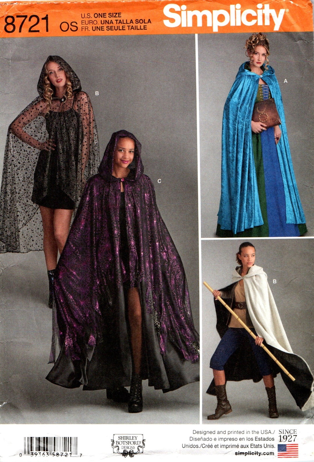 Costume Sewing Patterns FLARED HOODED CAPE (one-size) Floor Length ...