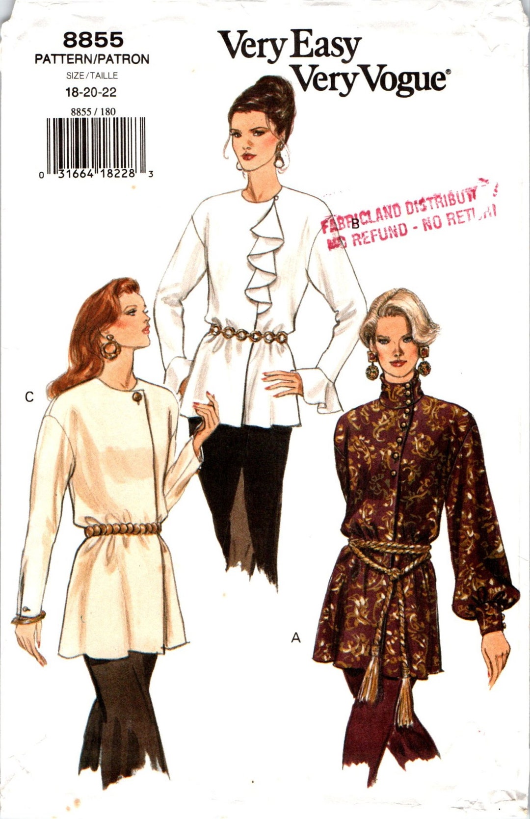 Full Figure Very Easy Very Vogue Sewing Pattern 8855 - Etsy