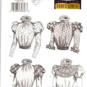 Historical Victorian Blouse With Sash, Detachable Collar Costume Sewing ...