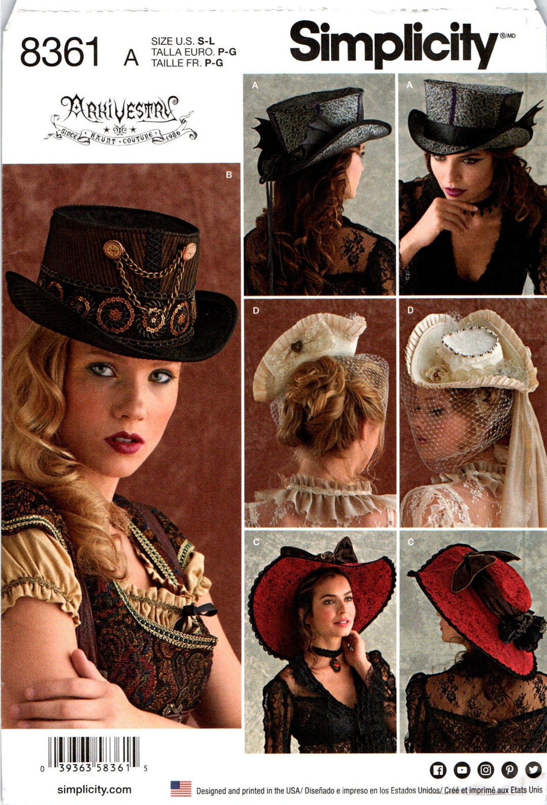 High Fashion Victorian Hats Costume Sewing Pattern by Designer Arki ...