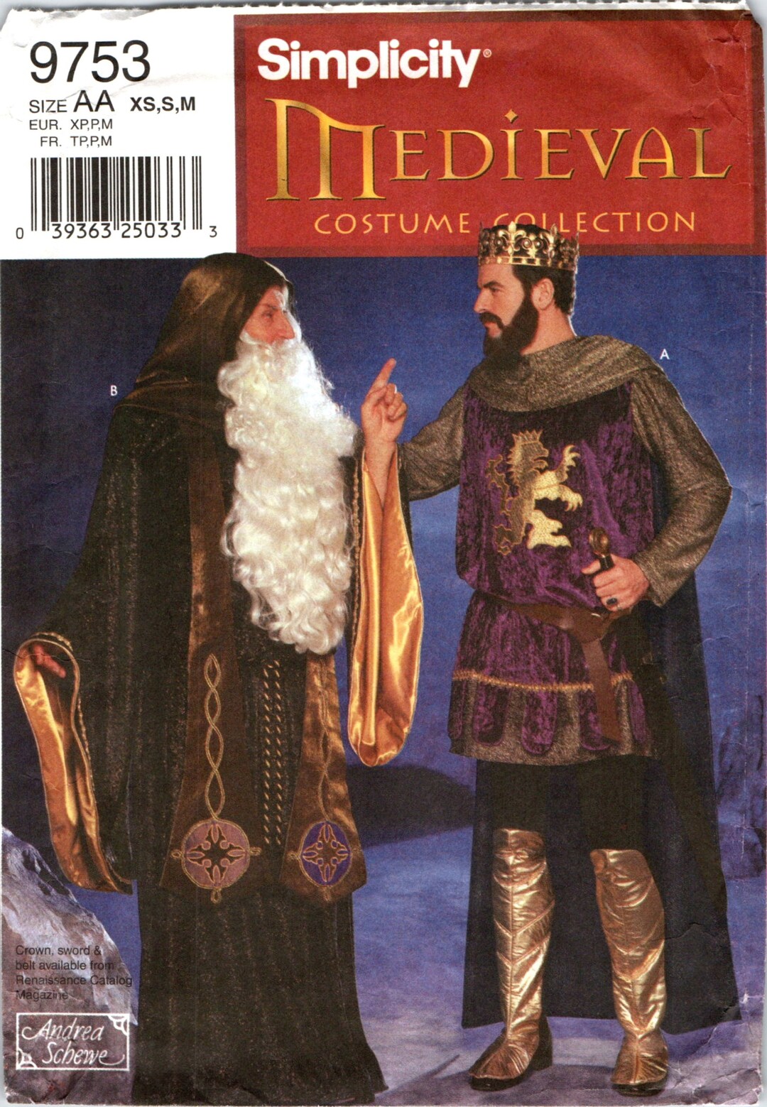 Sewing Patterns Costume Medieval Times, Wizard, Merlin or King, Men ...