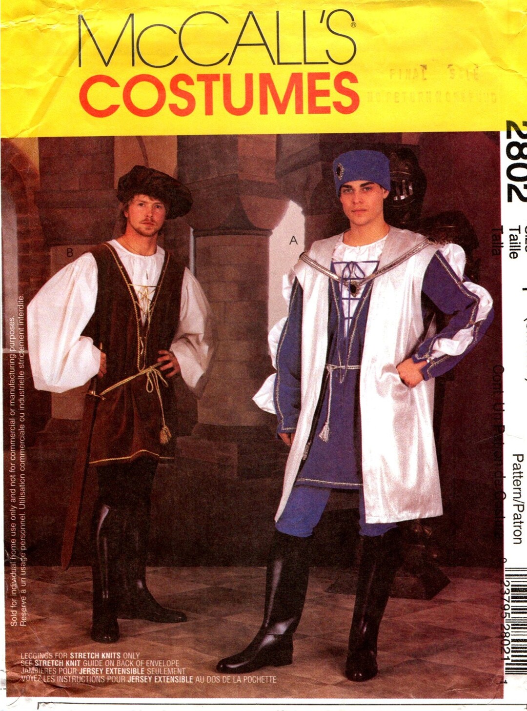 Adult Mens Renaissance Tudor COSTUME Sewing Pattern, Size 34 36 38 40 ...